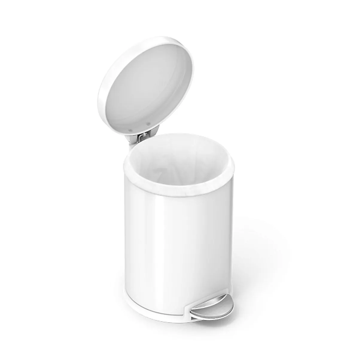 simplehuman Round Pedal Bin, 4.5 L - White Steel