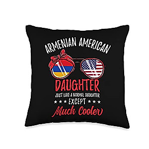 Cool Armenian Heritage Gifts Funny American Daughter Armenian Roots Throw Pillow, 16x16, Multicolor