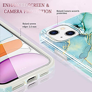 luolnh Gold Glitter Sparkle Case Compatible with iPhone 13 Mini Case Marble Design Shockproof Slim Soft Silicone TPU Bumper Cover Phone Case for iPhone 13 Mini 5.4 Inch 2021-Abstract Mint