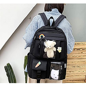 5PCS Kawaii Backpack Set with Kawaii Pendant and Pins Accessories, Shoulder Bag School Bags Handbag Coin Purse Pencil Case
