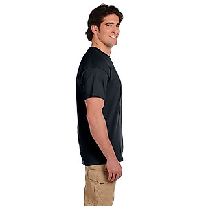 Fruit of the Loom Men's Lightweight Cotton Tees (Short & Long Sleeve), Crew-4 Pack-Black, X-Large