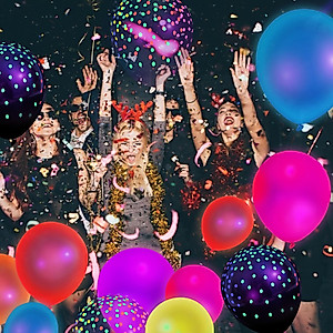 3 otters 42PCS Glow Balloons Assorted, 12" UV Neon Balloons with Dots Neon Glow in the Dark Balloons Party Fluorescent Balloons for Birthday Wedding Glow Party Supplies