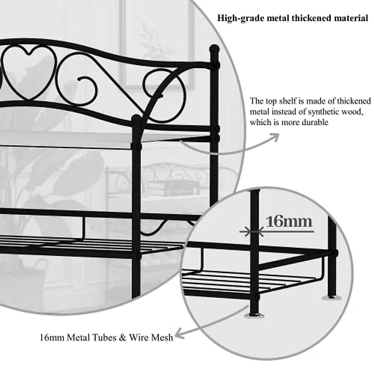 YADOOLIFE 4-Tier Black Shoe Rack, Metal Shoe Rack for Entryway, Closet, Free Standing Shoe Storage Racks, Sturdy Shoes Stand with Dust-proof Liners (Black)