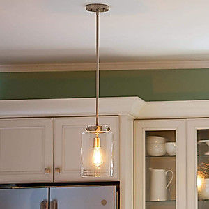 Home Decorators Collection 1-Light Brushed Nickel Mini Pendant with Clear Glass Shade