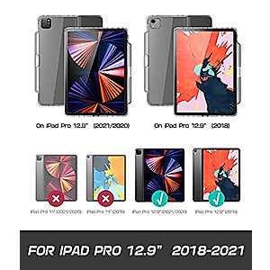 i-Blason Halo Series Case for New iPad Pro 12.9 Inch (2022/2021/2020/2018 Release), [ONLY for Use with Smart Keyboard Folio & Official Smart Folio] Clear Protective Case with Pencil Holder (Black)