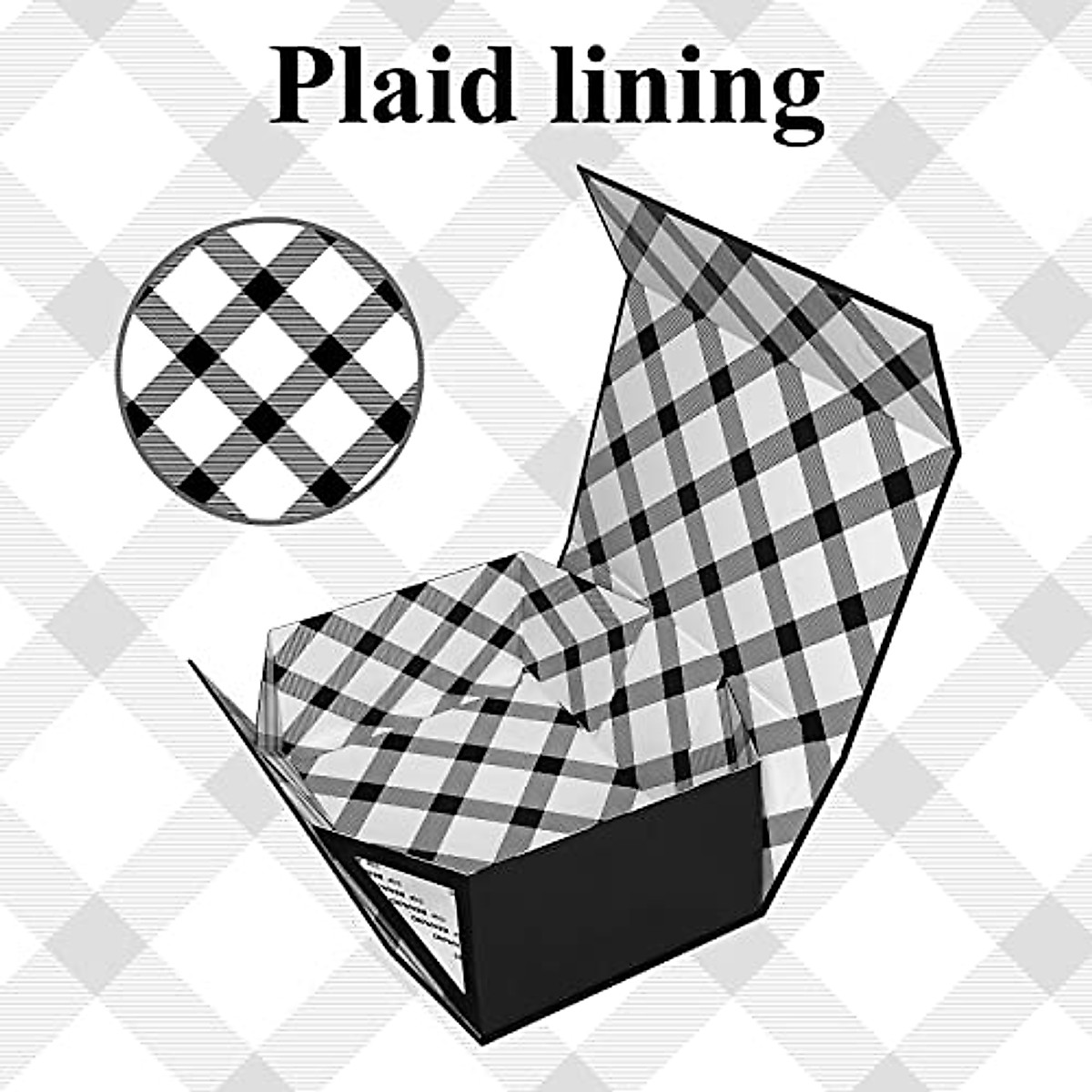 Tekhoho Black Gift Box with Lid, Luxury Premium Present Box for Gifts, Magnetic Folding Gift Boxes with Ribbon & Card for Bridesmaid Proposal Wedding Birthday Gift Packaging, Plaid Lining