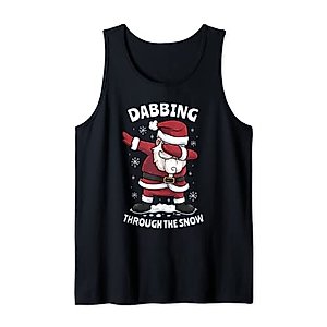 Santa Dabbing Through Snow Christmas Stocking Stuffer Gift Tank Top