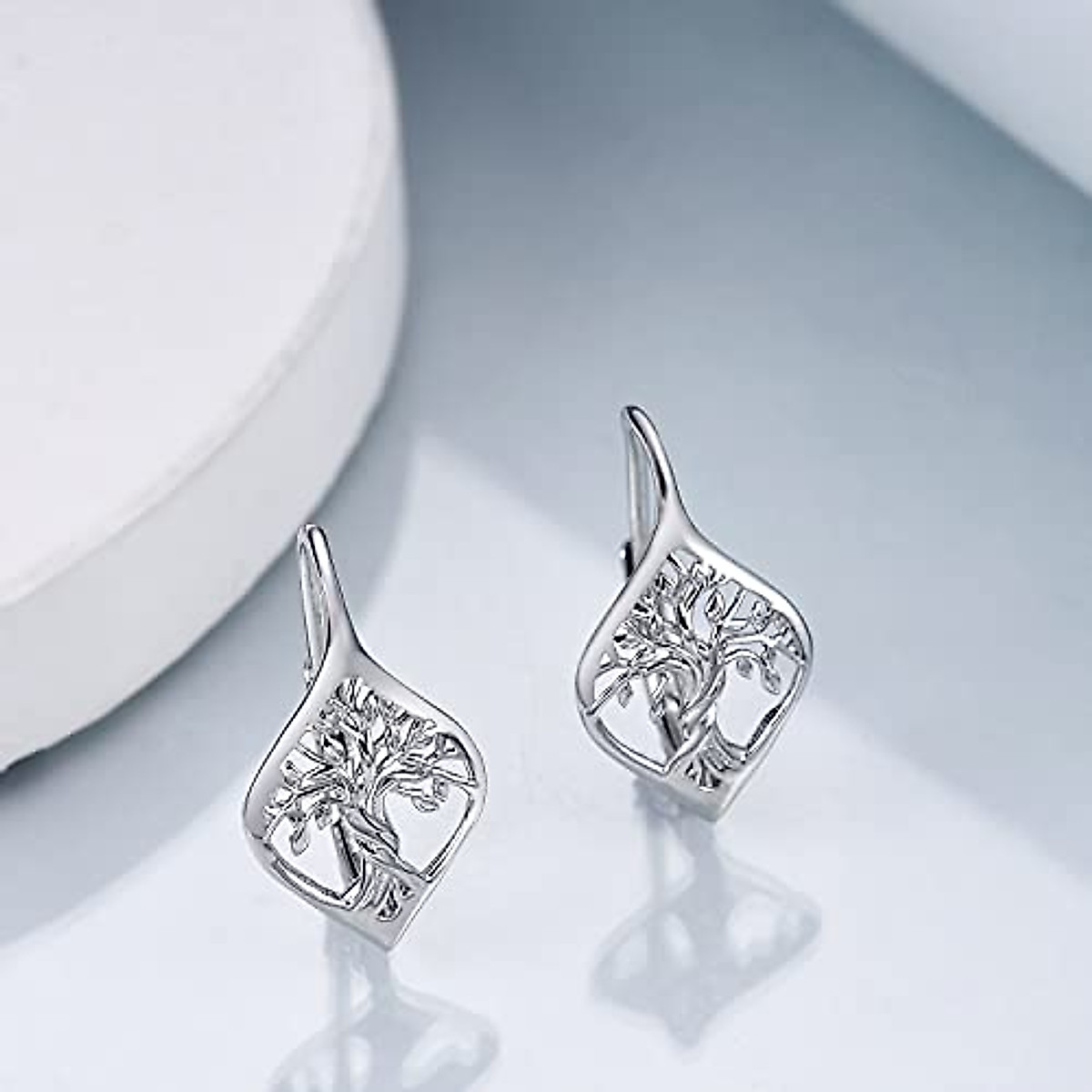 WINNICACA Tree of Life Earings for Women Sterling Silver Tree of Life Leaver back Earrings Tree of Life Jewelry Gifts for Women Birthday