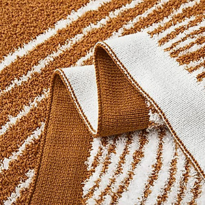Oli Anderson Sector Knit Throw Blanket for Couch, Lightweight Cozy Blanket and Throws with Plush Reversible Microfiber, Fluffy Blanket for Travel, Bed, Sofa, 60"x80", Caramel