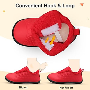 BARERUN Toddler Slippers Boys Girls Warm Skin-friendly House Slippers Soft-Lightweight Around House Shoes for Kids Indoor/Outdoor, Red, 8-8.5 Toddler