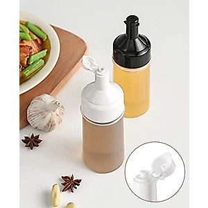 MXY Syrup Squeeze Bottle Salad Vinegar Ketchup Condiments Dispenser Olive Oil Soy Sauce Bottle Honey Container with Lid 250ml (White)