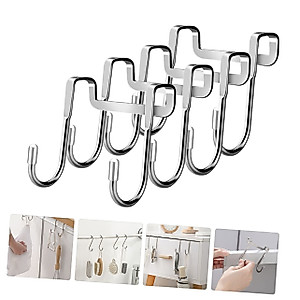 Holibanna 4pcs Double Hook Door Hook Bathroom Hanger Over The Shower Towel Hat Organizer Rack Hat Hooks Hat Hanger Coat Hangers Towel Hanger Drawer Clothes Hook 304 Stainless Steel