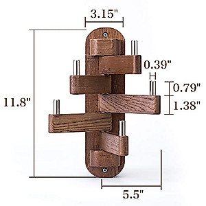 Coat Hooks for Wall, Walnut Wood Wall Hooks with 5 Swivel Foldable Arms, 12'' Length Wall Coat Rack Hat Hooks for Bathroom Entryway Bedroom Office Kitchen, Heavy Duty