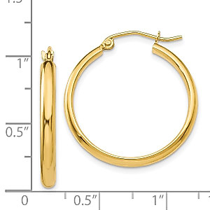 14K Yellow Gold Round Hoop Earrings