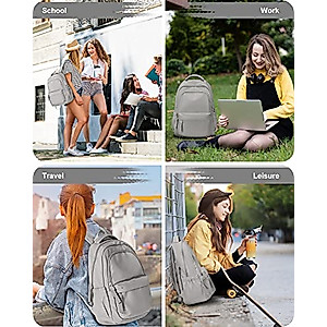 Small Backpack For School Girls Boys Aesthetic Lightweight Travel Daypack Simple Cute Backpack For Women Men Waterproof College High School Bookbag Fit 14 Inch Laptop With USB charging port,Rrey Brown