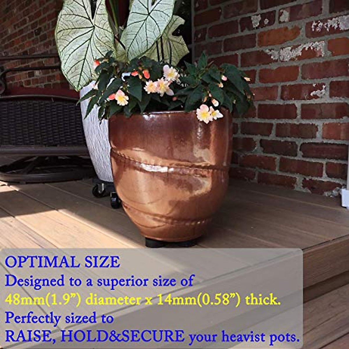 UFelice 24 Pack Invisible Pot Feet with Enhanced Non-Slip Surface Grip Plant Pots and Flowers, Solid Rubber Pots Risers, Pot Lifters for Indoor or Outdoor Planters