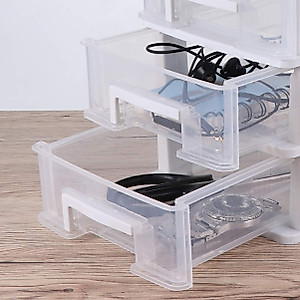 PATKAW Plastic Storage Bins Five-layer Organizer Drawers 1PC 31.4x21.1x15.2cm Drawer Type Storage Cabinet Plastic Storage Drawers 5 Drawer Plastic Storage~White Plastic Drawers (7D8X2161O17VNJLD)