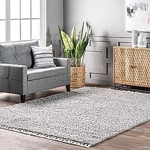 nuLOOM Neva Modern Tasseled Shag Area Rug, 3x5, Grey