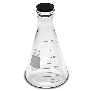 Corning Pyrex #4980-500, 500ml Erlenmeyer Flask with Rubber Stopper (Single)