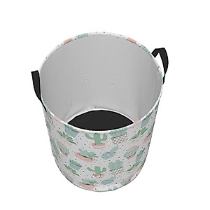 FeHuew Cute Cacti Succulents Pattern Collapsible Laundry Basket with Handle Waterproof Fabric Hamper Laundry Storage Baskets Organizer Large Bins for Dirty Clothes,toys,Bathroom