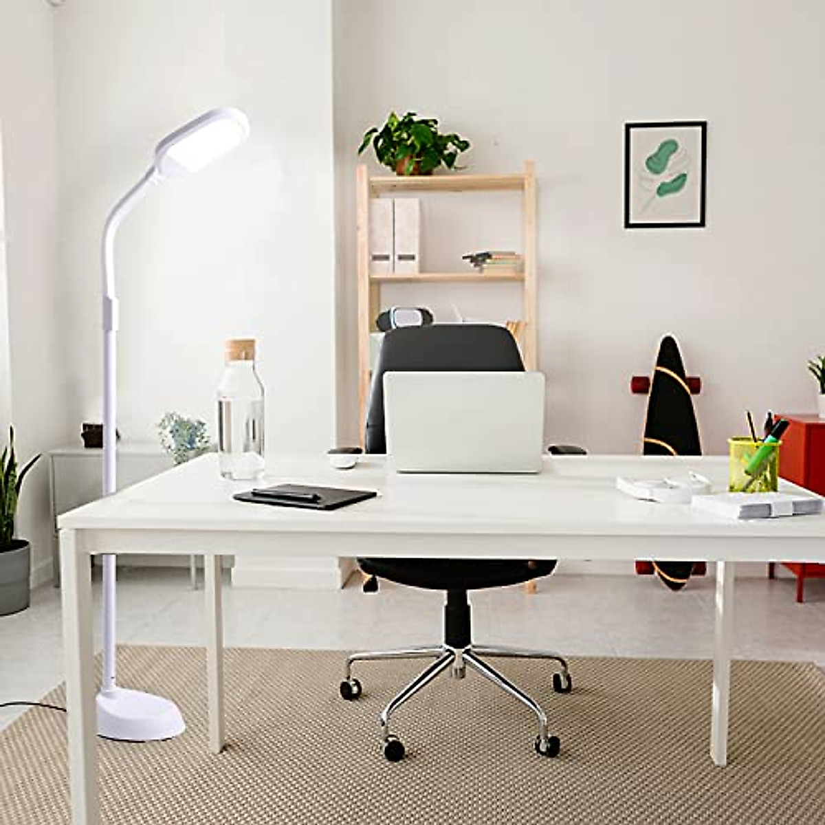 FHHKAAD LED Floor Lamp,15W 1200 Lumen Bright Reading Floor Lamp with 5 Color Temperatures,Stepless Dimmer,30 Mins Timer,Remote & Touch Control for Living Room ,Bedroom & Office,White