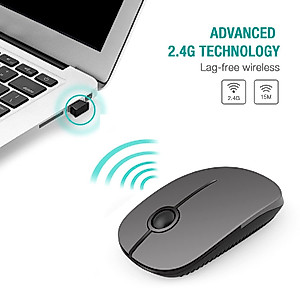 Vssoplor Wireless Mouse, 2.4G Slim Portable Computer Mouse with Nano Receiver Quiet Silent Optical Laptop Mouse for Notebook, PC, Laptop, Computer-Black and Gray