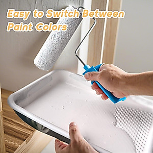 KINGORIGIN 1 Piece 9 Inch Metal Paint Tray with 10 Tray Liners, Paint Tray for Paint Roller, for Paint Brush, Paint Tray Liner Disposable for Home Wall Painting, DIY Painting Projects