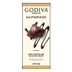 Godiva Chocolatier Dark Chocolate Ganache Heart Masterpieces Tablet, Valentines Day Gift Gift, 3 oz