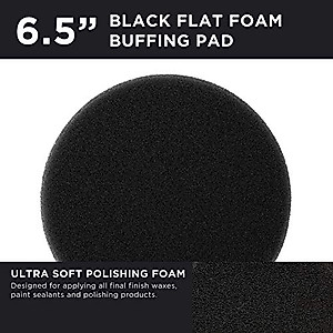 TCP Global 6.5" Black Flat Final Finishing Grip Foam Polish Pad - DA Hook & Loop