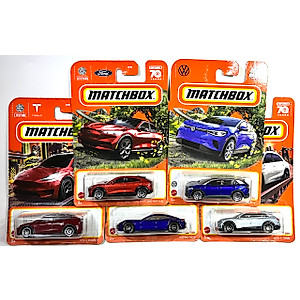 Matchbox - 5 Pack - Electric Cars - Audi E-Tron - Tesla Y - V W EV 4 - Mustang Mach-E - Karma GS-6 - Mint/NrMint Ships Bubble Wrapped in a Sized Box