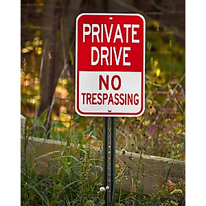 private driveway sign, (2 Pack) 12'' X 18''Private Drive No Trespassing Sign, Rust Free Heavy Duty Aluminum Private Road Reflective Warning Signs,Easy to Mount,Outdoor use