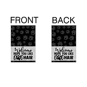 TheSpottedZebras Dog Paw Welcome Hope You Like Dog Hair Garden Flag Yard Flag Double Sided 12 x 18 Inches