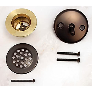 Bathtub Tub Replacement Drain Trim Kit - Oil Rubbed Bronze Finish, Trip Lever Drain Type, Stainless Steel Drain Cover, Copper Body, Zinc Lever Plate By Plumb USA