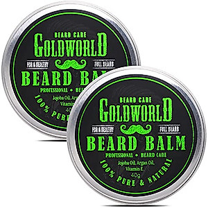 GoldWorld 2 Pack Beard Balm for Beard Grooming,Beard Care,Hair Growth,Unique Chrismast Stocking Stuffers Birthday for Men Him Dad