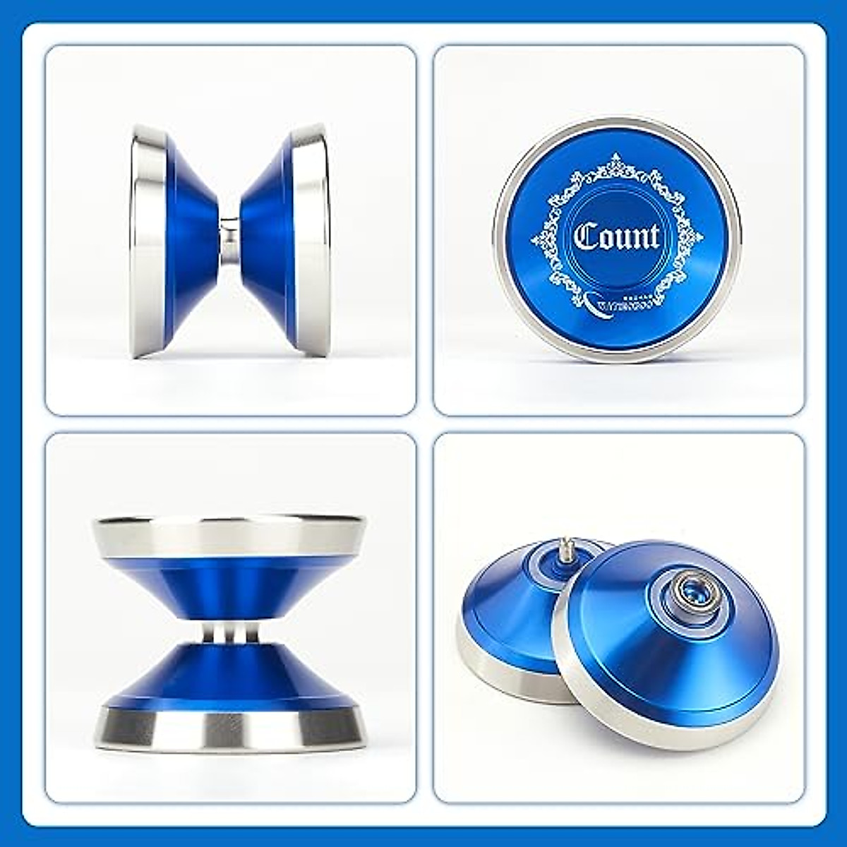 WATIEOBOO Unresponsive Yoyo Professional, Competitive Bi-Metal Yoyos for Professional Players, Tricks Yo-yo for Intermediate to Advanced Players with Precision Bearings S304AS (Sapphire Blue)