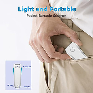 NETUM Upgraded Mini Bluetooth 2D QR Barcode Scanner, 3 in 1 Wireless Portable Pocket Small 1D 2D Bar Code Reader, Automatic Fast, Precise scanning for POS, C850 White