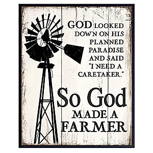 So God Made a Farmer Wall Decor - 8x10 Farm Poster - Farm Wall Art Sign - Farm Pictures - Farm Wall Decor for Living Room, Kitchen - Christian Religious Gifts - Farmhouse Decor - Paul Harvey