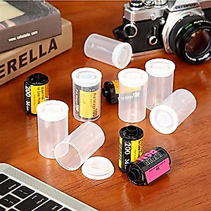 JOVITEC 30 Pieces Plastic Film Canister Holder, 35 mm Empty Camera Reel Containers, Storage Containers Case with Lids for Storing Small Accessories, Film, Keys, Coins, Art Beads (Transparent)