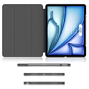 Soke New iPad Pro 12.9 Case 2022 2021(6th 5th Generation) - [Slim Trifold Stand + 2nd Gen Apple Pencil Charging + Auto Wake/Sleep],Protective Hard PC Back Cover for iPad Pro 12.9 inch(Dark Grey)