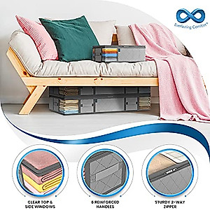 Everlasting Comfort Under Bed Storage Bags - Store 45% More With 172.5L of Bins - Collapse & Fold