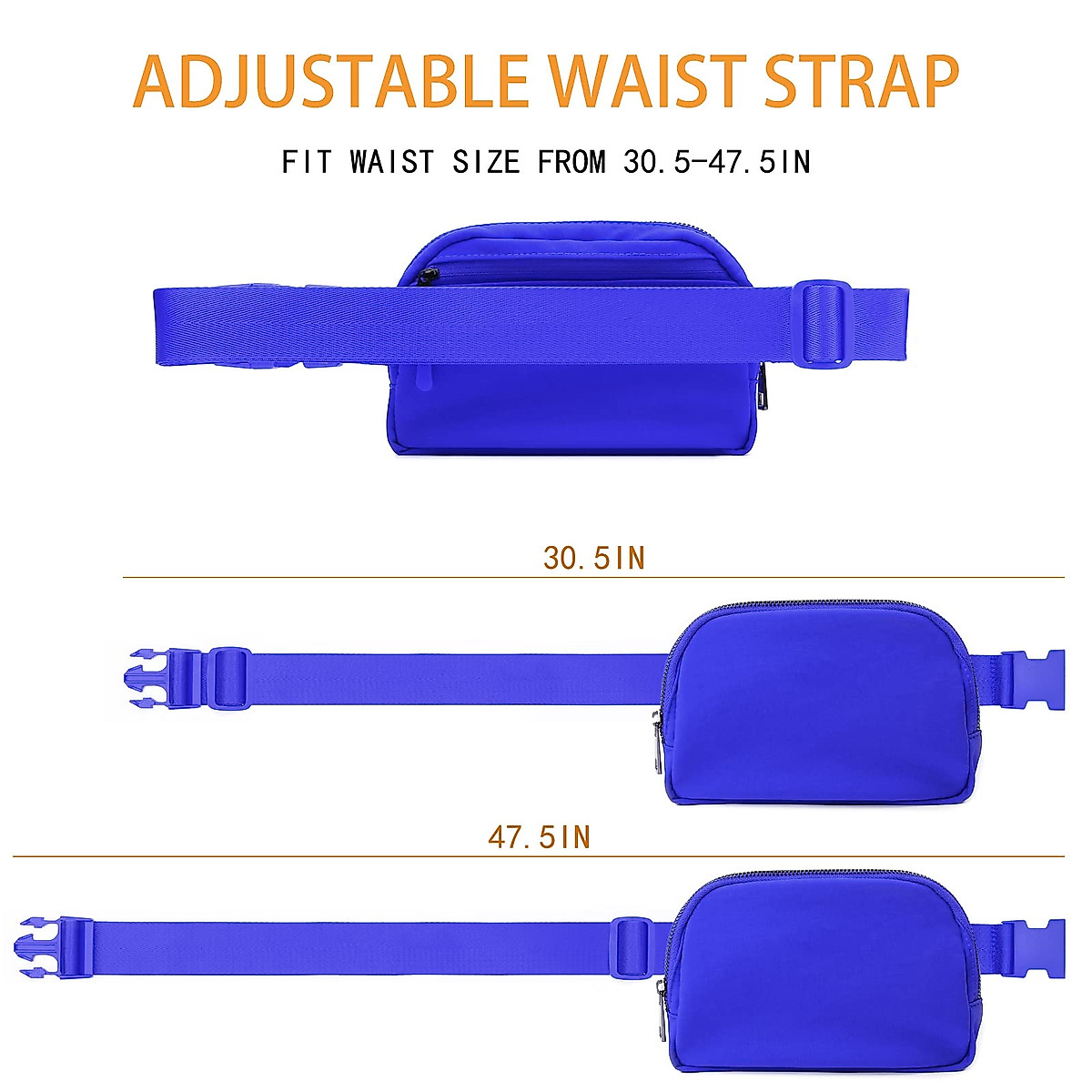 ZOPPEN Fanny Packs for Women Mini Belt Bag, Small Waist Bag Water Proof Fanny Pack Crossbody with Adjustable Strap, Everywhere Belt Bag Dupes for Travel Running Hike Work Out, Blue