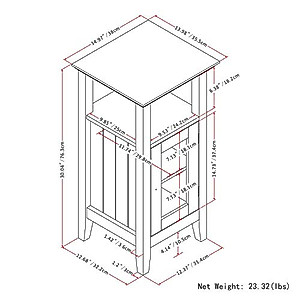 SIMPLIHOME Acadian 30 inch H x 15 inch W Floor Storage Bath Cabinet in Pure White with Storage Compartment and 1 shelf, for the Bathroom, Transitional