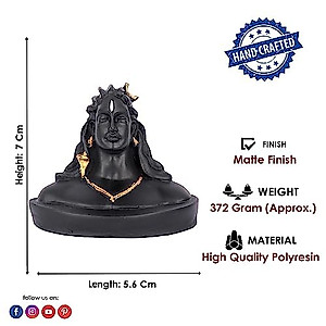SATVIK Adiyogi for Car Dashboard Idol/Murti/Statue Aadiyogi Shiv Black Matte Finish Idol Murti for Mandir/Temple and Home
