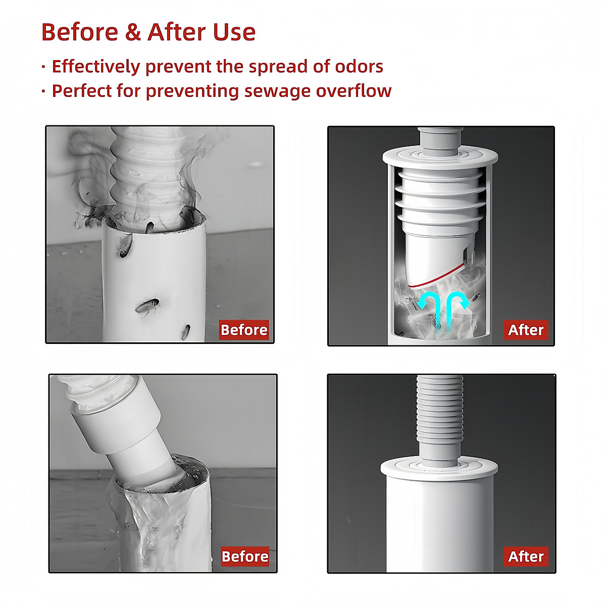 COLDDD Washing Machine Drain Hose Seal, Anti-Odor Floor Drain Plug Sewer Pipe Seal Ring Sealing Cover, Washing Machine Sealing Plug (1, M(40-45))