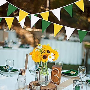 32Ft Yellow Green White Pennant Banner Fabric Triangle Flag Bunting Garland for Spring Summer Party Decorations Birthday Wedding Engagement Baby Shower Tea Party Outdoor Garden Hanging Decorations