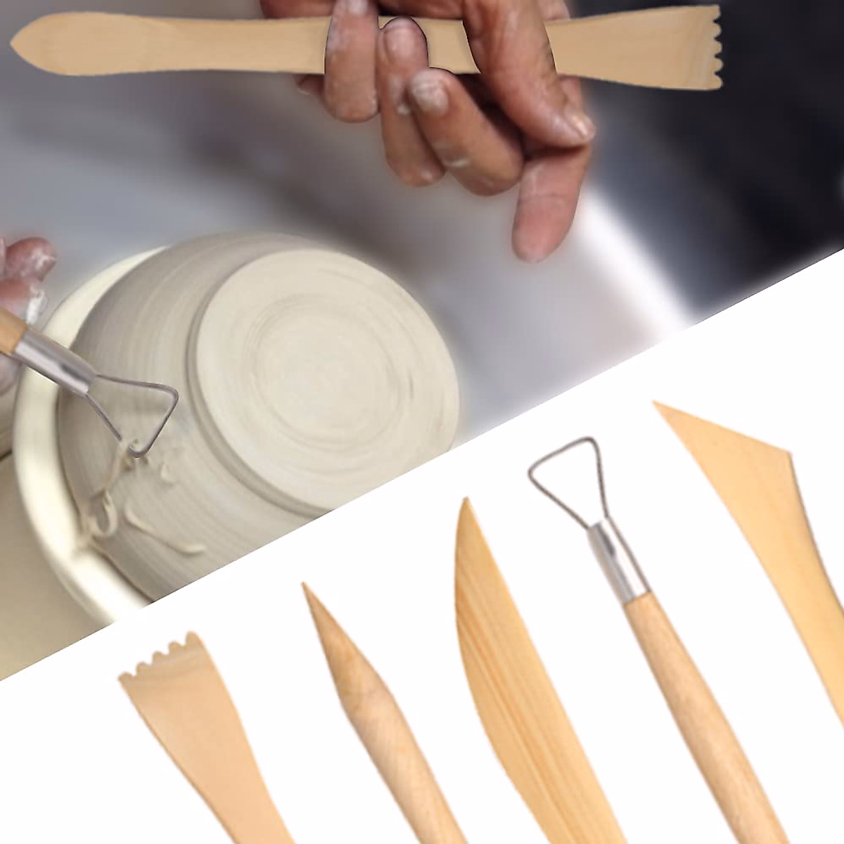 iMilotoz 18 PCS Clay Tools, Polymer Clay Sculpting Tools, Portable Double Sided Pottery Tools for Modeling, Carving, Molding, DIY Crafting, Nail Art