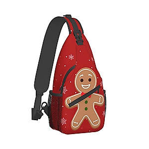 Mvirnsw Christmas Gingerbread Funny Sling Bag Crossbody Backpack Hiking Travel Daypack Chest Bag Lightweight Shoulder Bag For Women Men