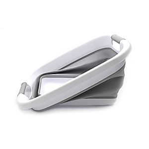 SAMMART 2 pcs Set : 25L (6.6 Gallon) Collapsible Plasic Laundry Basket & 5.5L (1.4 Gallon) Collapsible Bucket/Waterpot (Laundry Basket+Bucket, Grey+Grey)