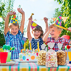 6"x 9" Bottom Gusset Bags, Cellophane Bags, 50Pcs Clear Cellophane Gift Bags with Twist Ties, Cello Cellophane Treat Goodie Bags for Party Favors Packaging Candy Cookies Popcorn Food Storage Wrapping