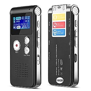 16GB Digital Voice Activated Recorder - Voice Recorder with Playback - Portable Tape Recorder Audio Recording Device with Noise Reduction Audio Recorder for Lectures Meetings